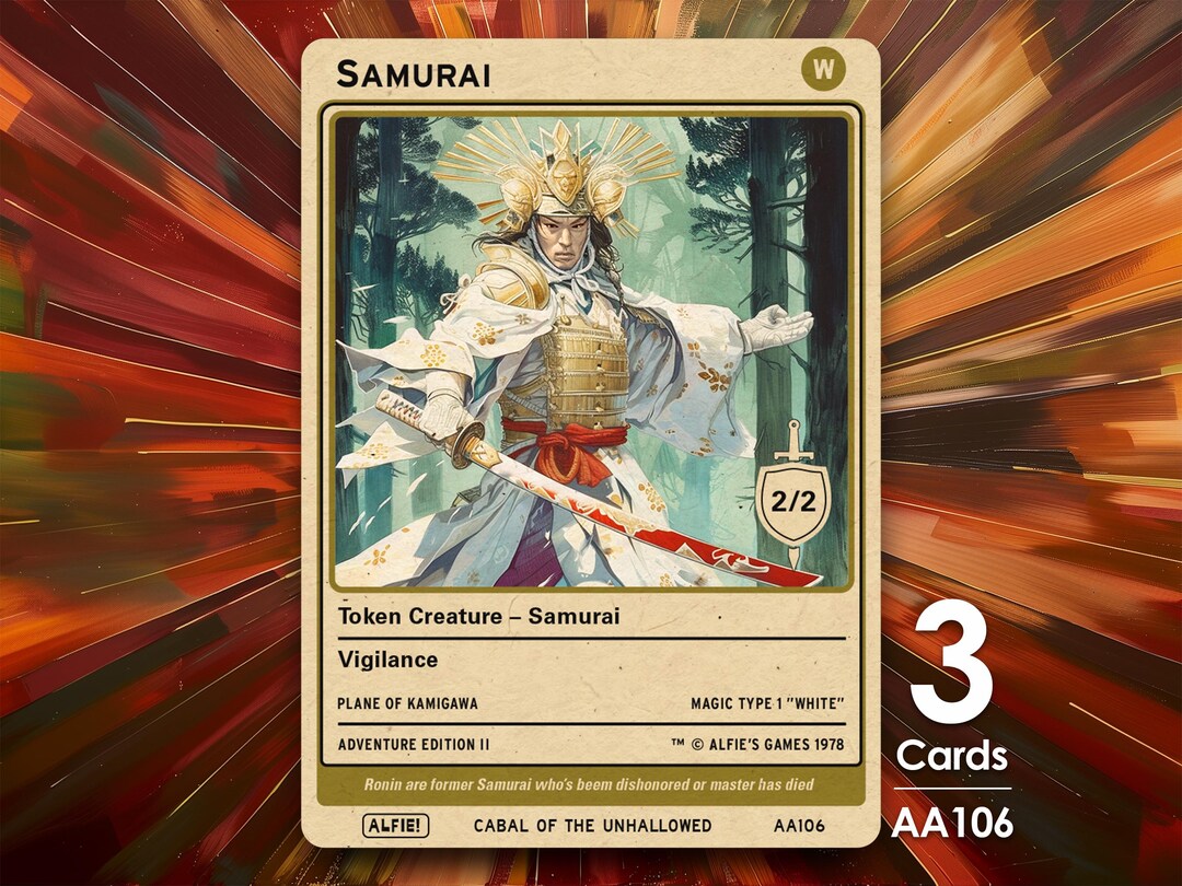 3x Samurai 2/2 MTG Token - Alfie's Adventure by Alfie AA106 - Etsy