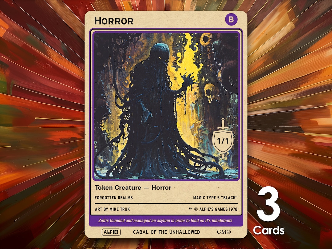 Horror Black X3 MTG Tokens Alfie's Adventure AA251 - Etsy