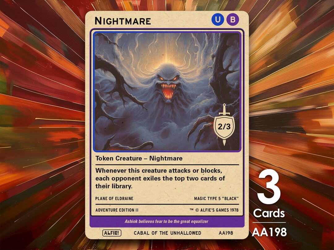 Nightmare 2/3 MTG Token X3 - Alfie's Adventure by Alfie AA198 - Etsy