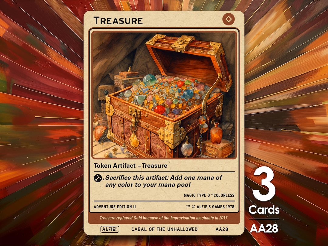 3x Treasure Tokens for MTG - Alfie's Adventure by Alfie AA28 - Etsy