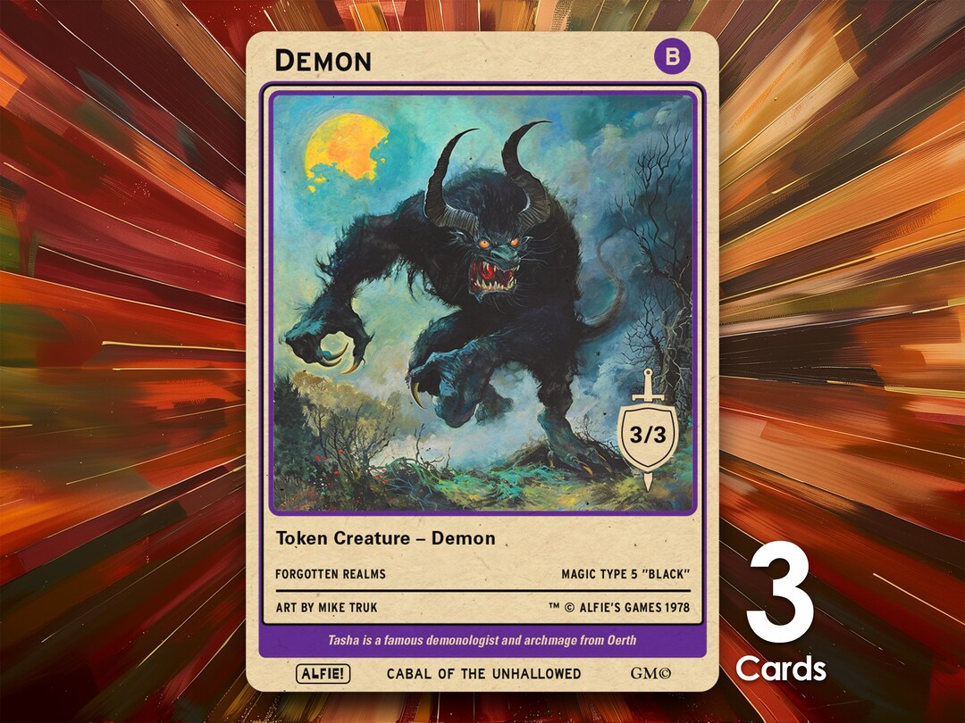 Demon 3/3 X3 MTG Tokens Alfie's Adventure AA245 - Etsy