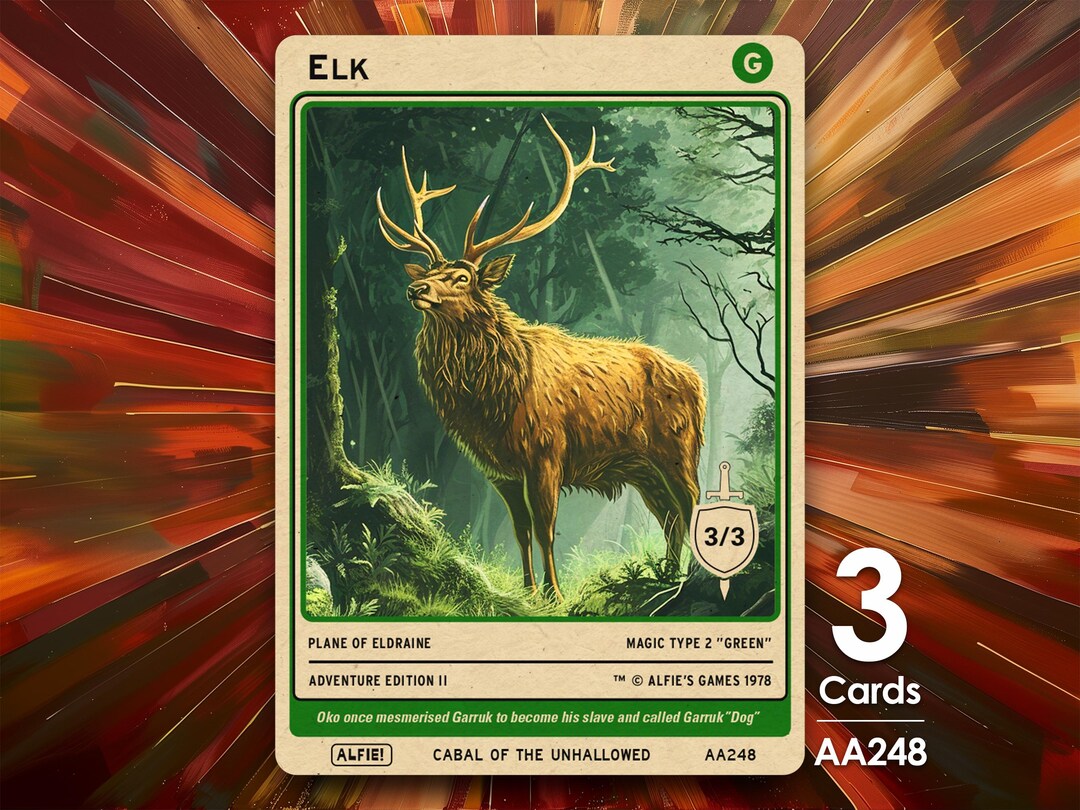 Elk MTG Token X3 - Alfie's Adventure by Alfie AA248 - Etsy