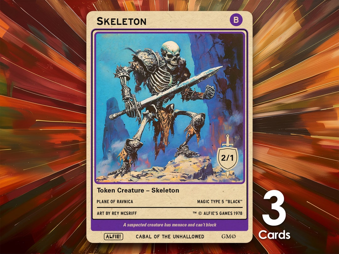Skeleton 2/1 Token MTG X3 Alfie's Adventure AA265 - Etsy