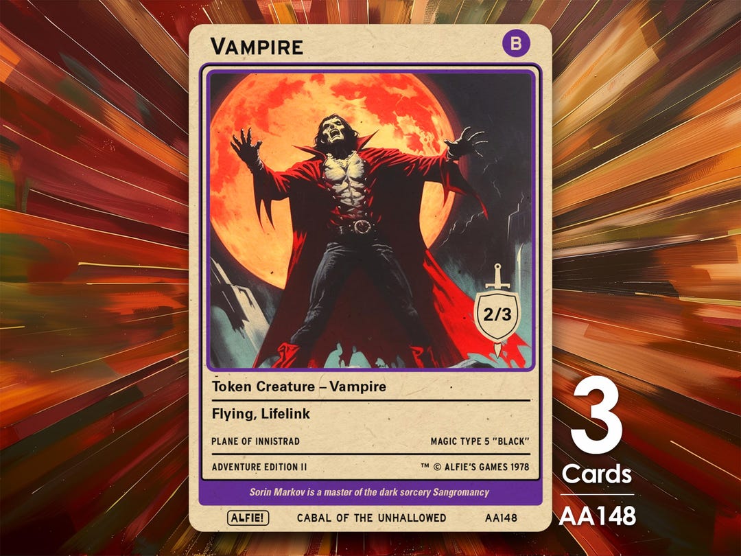 Vampire 2/3 Flying Token X3 for MTG - Alfie's Adventure by Alfie AA148 ...