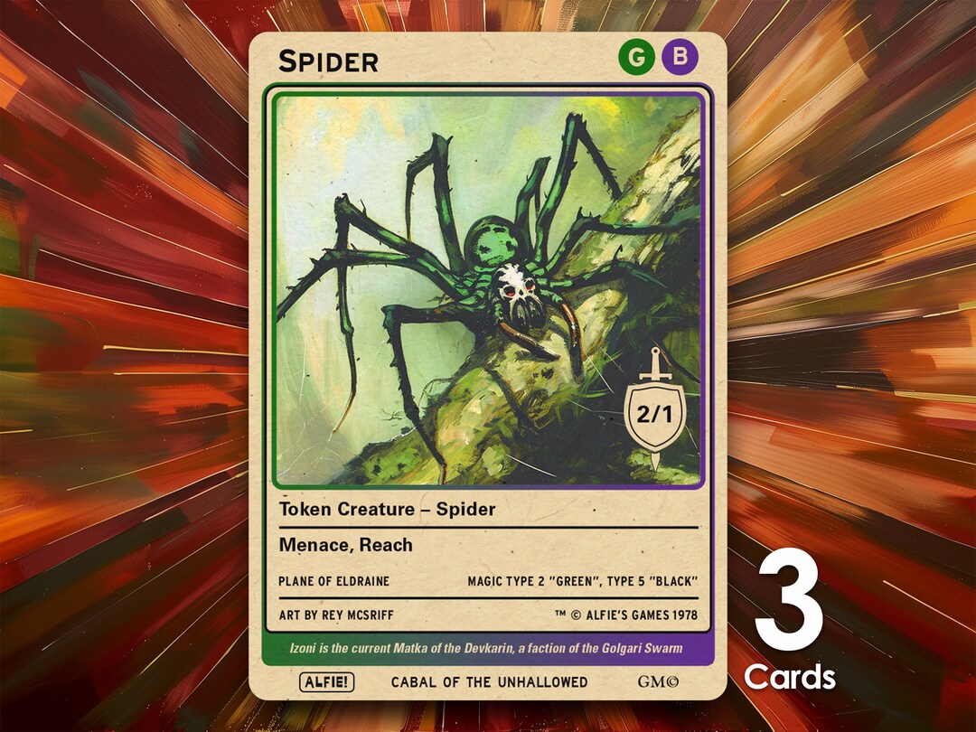 Spider 2/1 Token MTG X3 Alfie's Adventure AA263 - Etsy