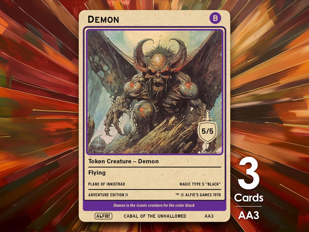 Demon 5/5 MTG Tokens X3 - Alfie's Adventure by Alfie AA3 - Etsy
