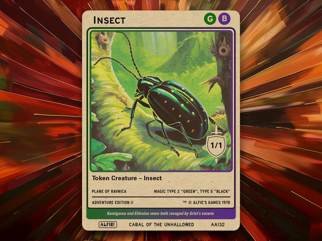 Insect Black/green MTG Tokens Alfie's Adventure by Alfie - Etsy