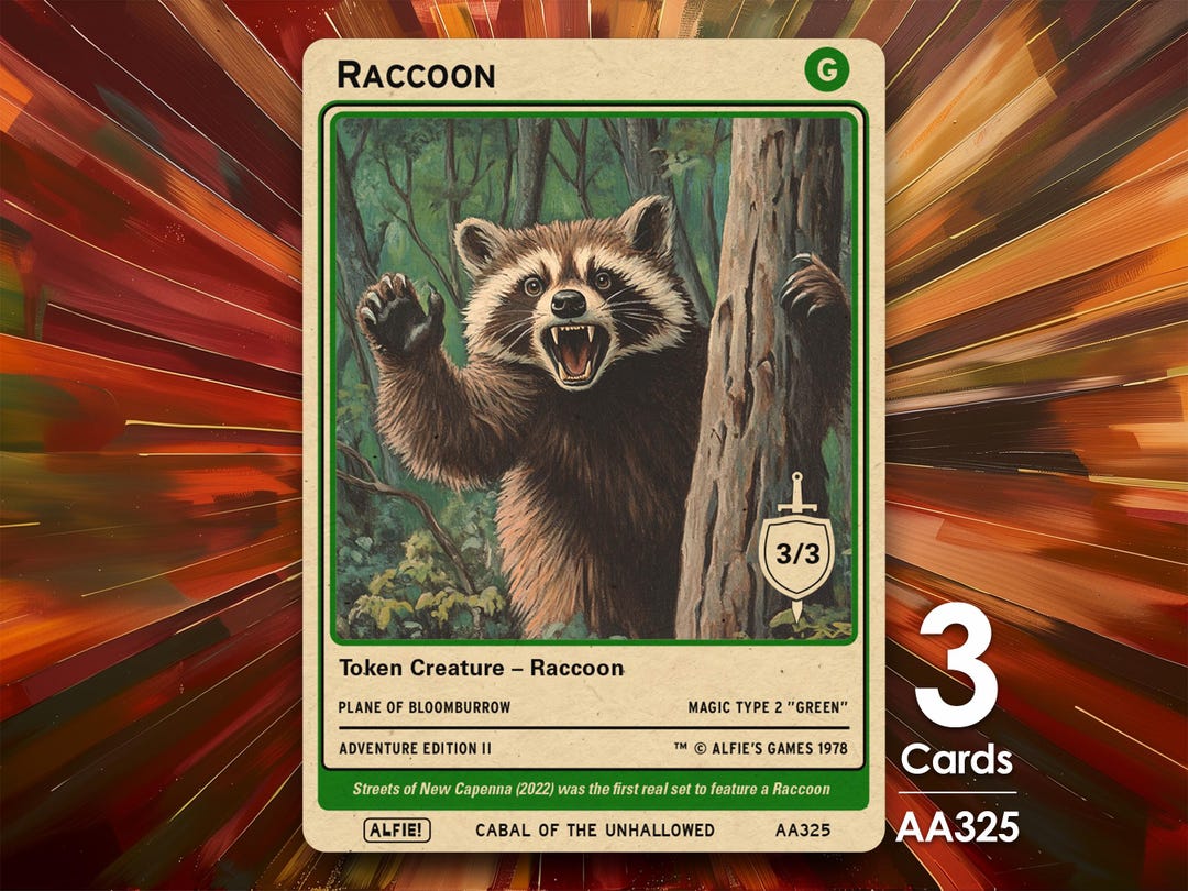3x Racoon Token for MTG - Alfie's Adventure by Alfie AA325 - Etsy
