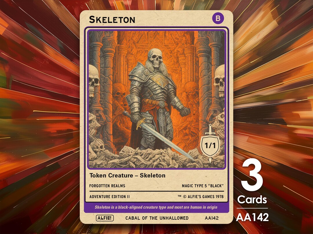 3x Skeleton 1/1 Token for MTG - Alfie's Adventure by Alfie AA142 - Etsy