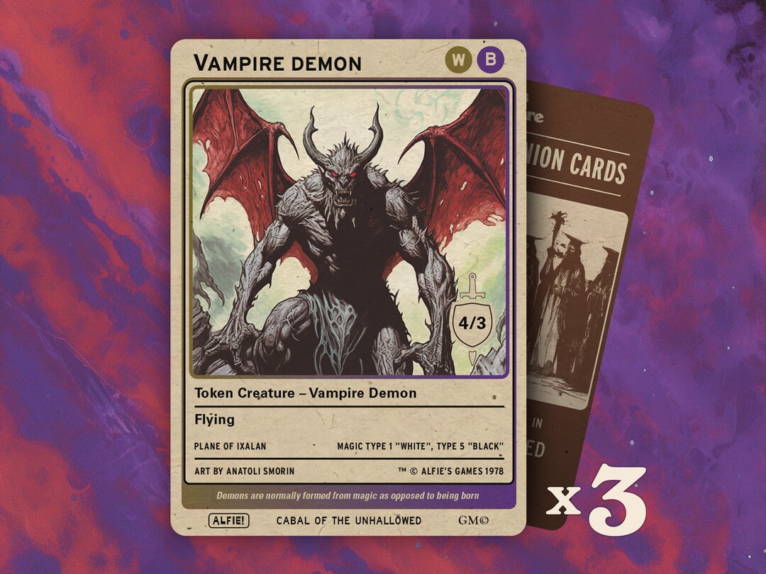Vampire Demon MTG Tokens X3 Alfie's Adventure AA223 - Etsy Canada