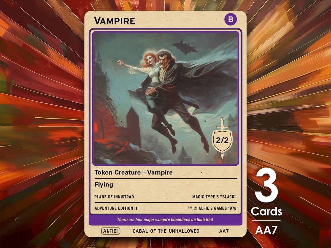 Vampire Flying 2/2 MTG Token X3 - Alfie's Adventure by Alfie AA7 - Etsy