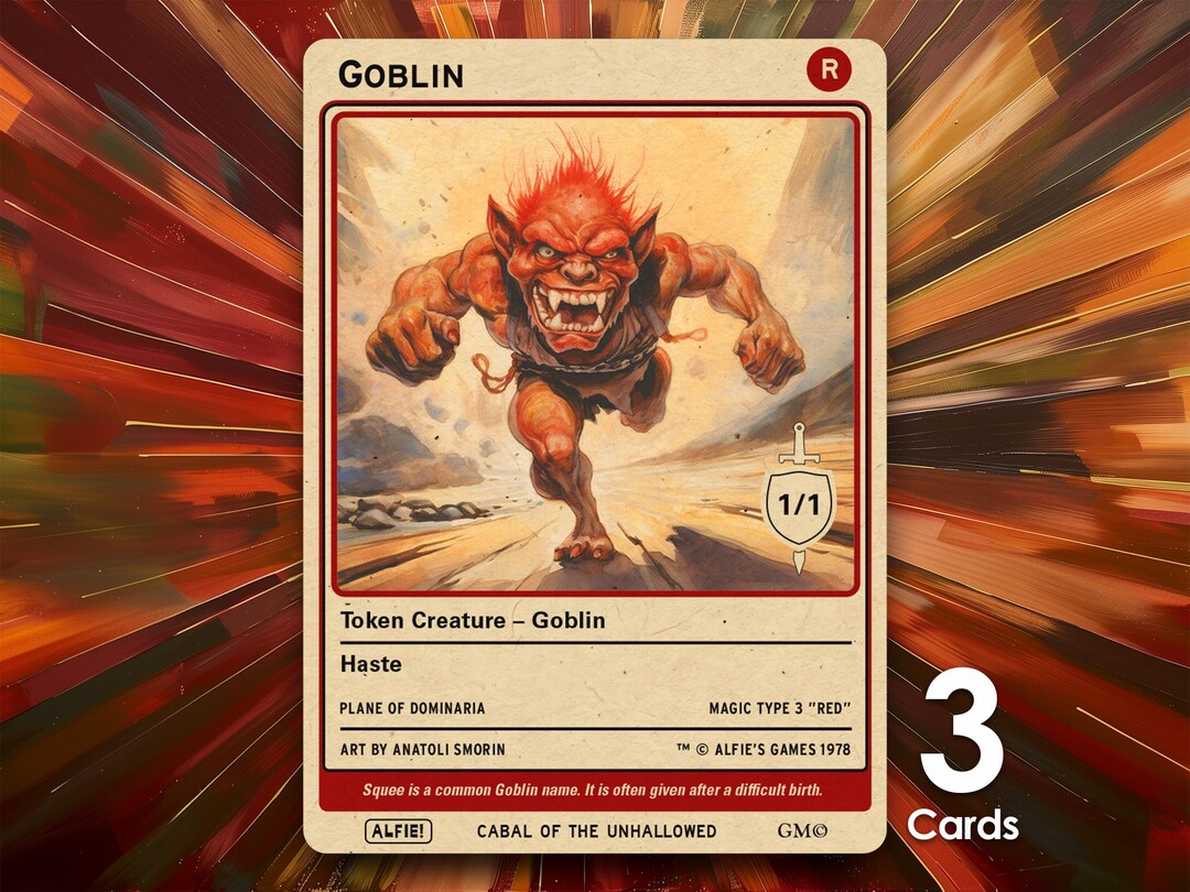Goblin 1/1 Haste MTG Token X3 Alfie's Adventure by Alfie AA213 - Etsy