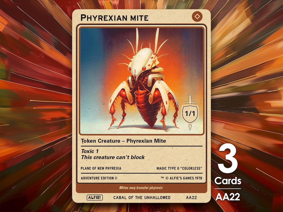 Phyrexian Mite 1/1 MTG Token X3 - Alfie's Adventure by Alfie AA22 - Etsy