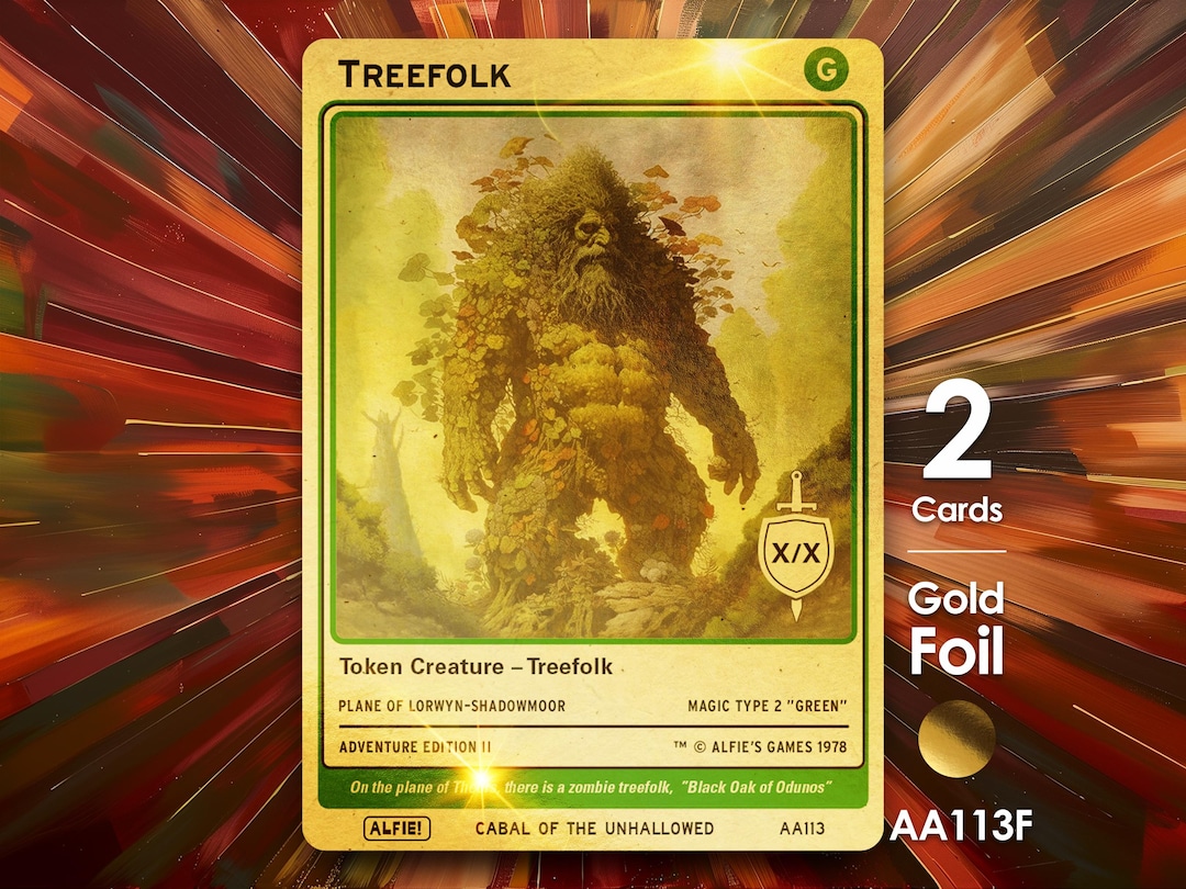 2x Treefolk Gold Foil MTG Token - Alfie's Adventure by Alfie AA113F - Etsy