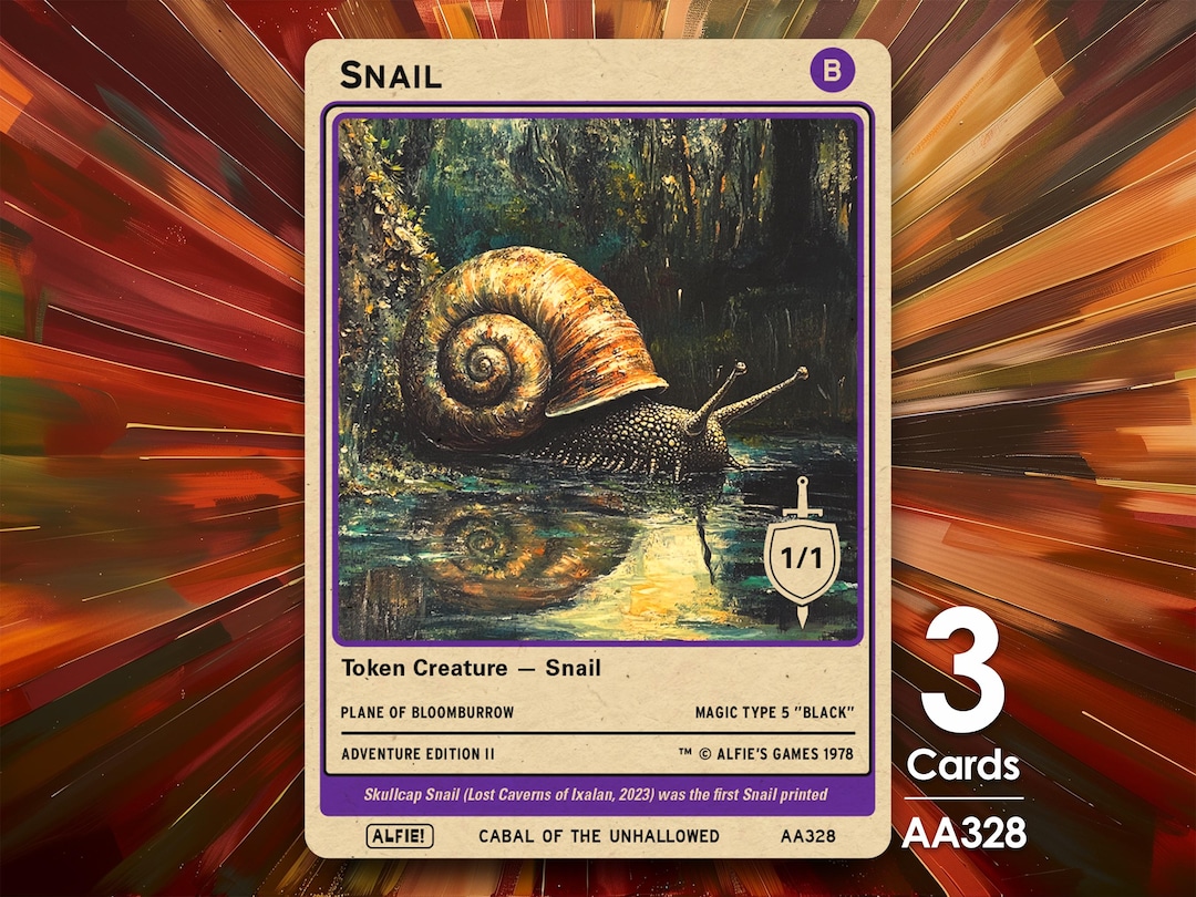Snail Token X3 for MTG - Alfie's Adventure by Alfie AA328 - Etsy