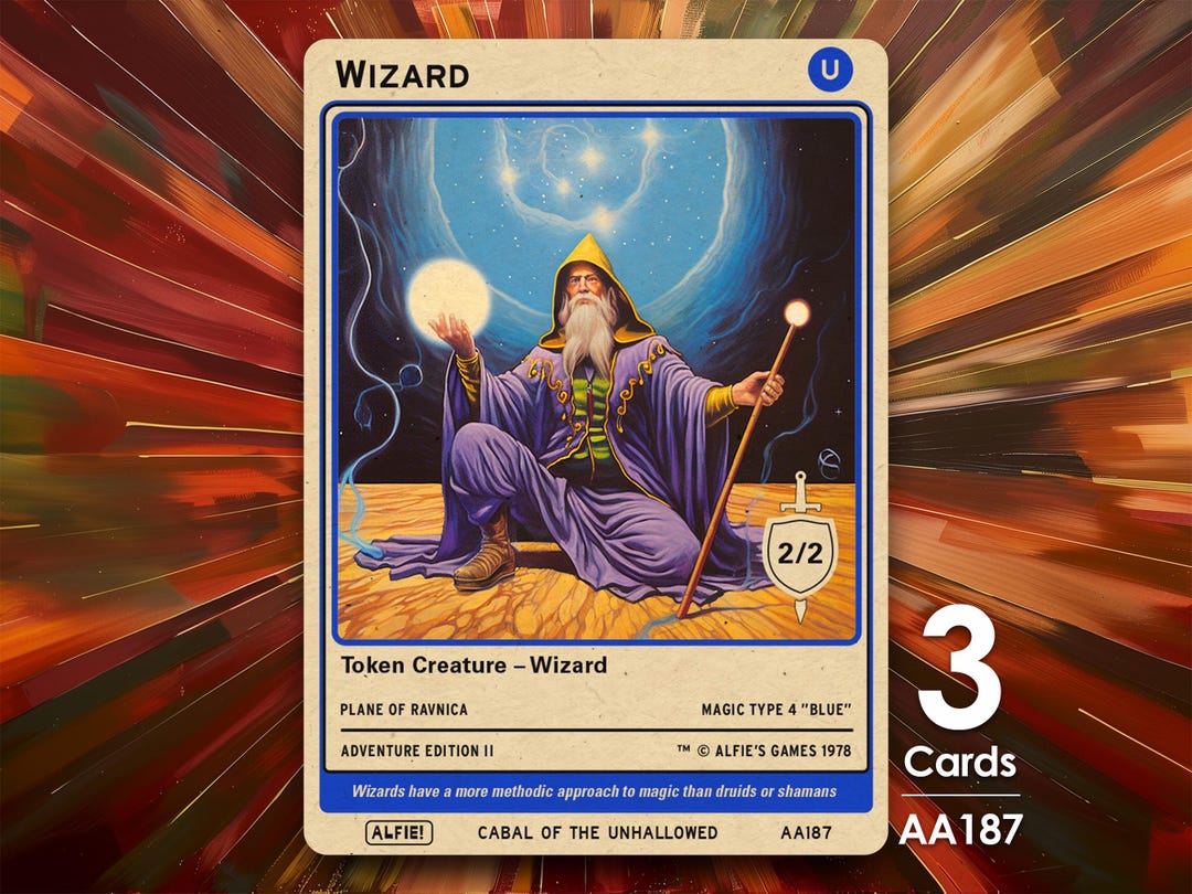 Wizard 2/2 Token X3 for MTG - Alfie's Adventure by Alfie AA187 - Etsy