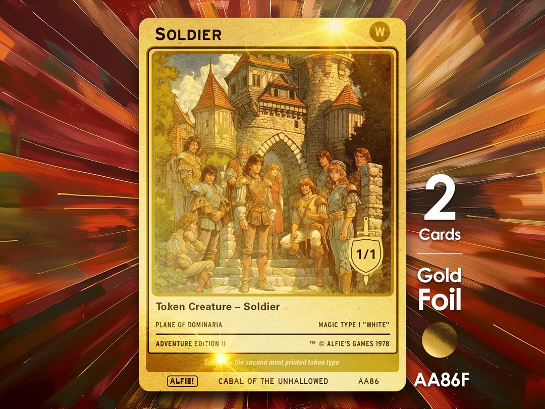 2x Soldier 1/1 Gold Foil MTG Token - Alfie's Adventure by Alfie AA86F ...