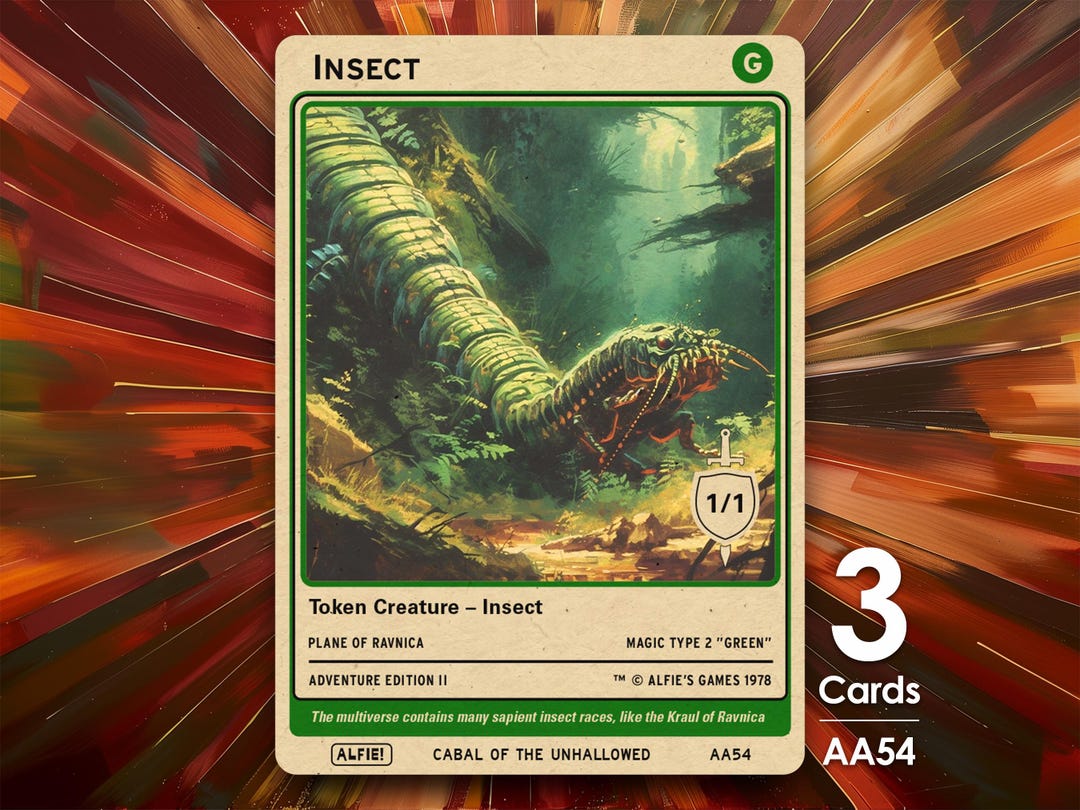 Insect 1/1 MTG Token X3 - Alfie's Adventure by Alfie AA54 - Etsy