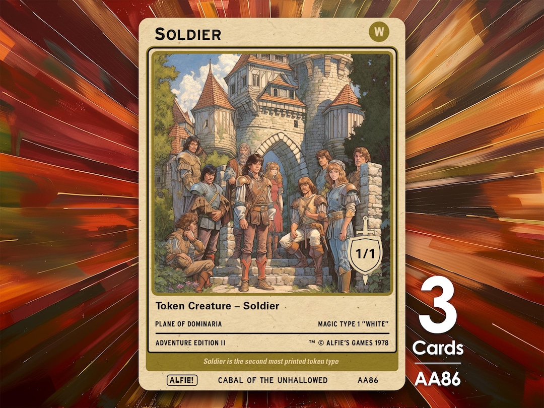 Soldier 1/1 MTG Token X3 - Alfie's Adventure by Alfie AA86 - Etsy