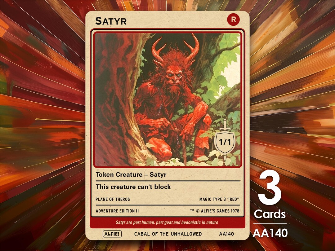 Satyr Token 1/1 MTG Token X3 - Alfie's Adventure by Alfie AA140 - Etsy