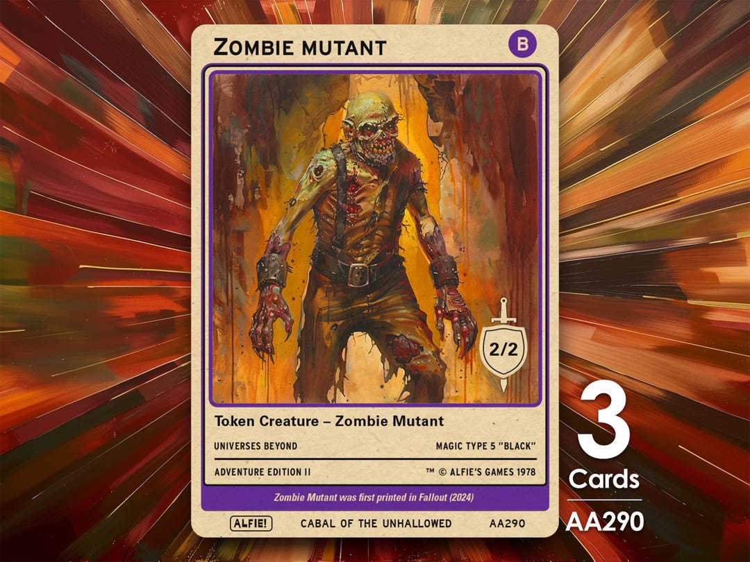 3x Zombie Mutant Token for MTG - Alfie's Adventure by Alfie AA290 - Etsy