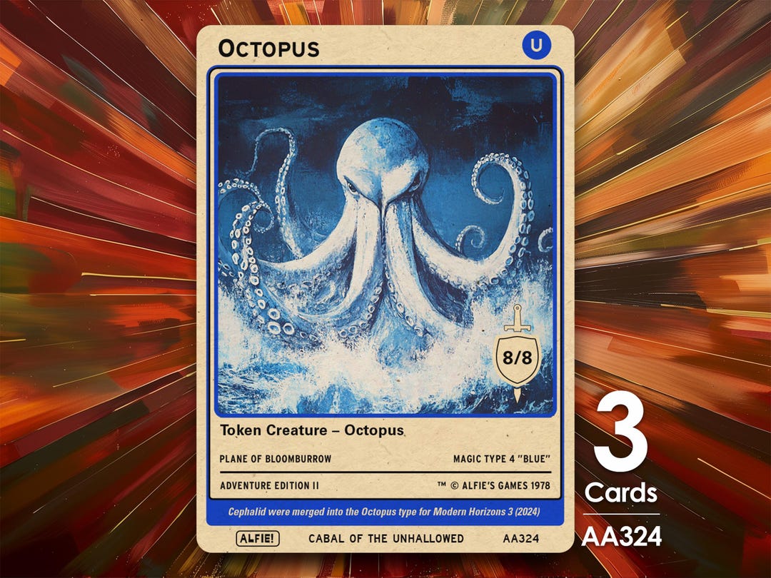 Octopus Token X3 for MTG Alfie's Adventure by Alfie AA324 - Etsy