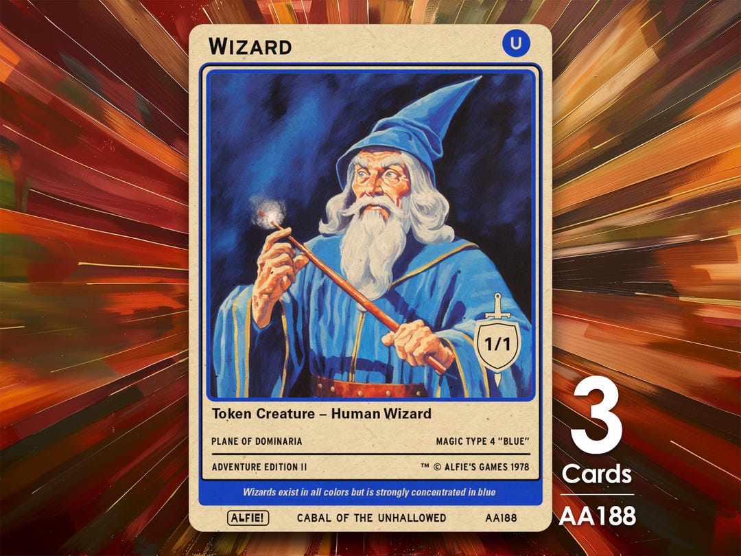 Wizard Token 1/1 Token X3 for MTG - Alfie's Adventure by Alfie AA188 - Etsy