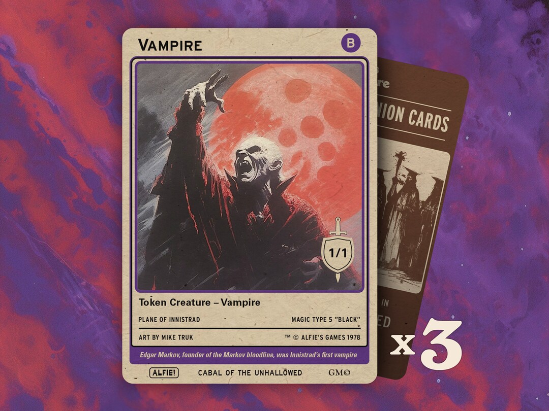 Vampire 1/1 Black MTG Tokens X3 Alfie's Adventure AA115 - Etsy