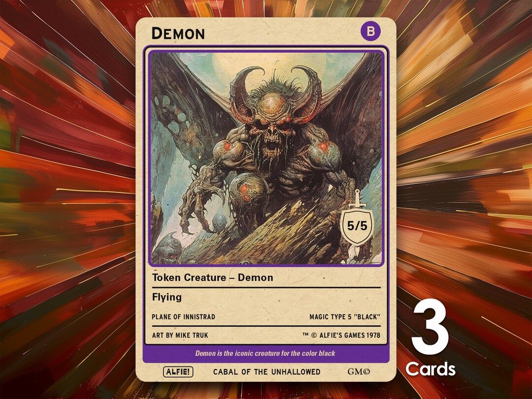 Demon 5/5 MTG Tokens X3 Alfie's Adventure AA3 - Etsy