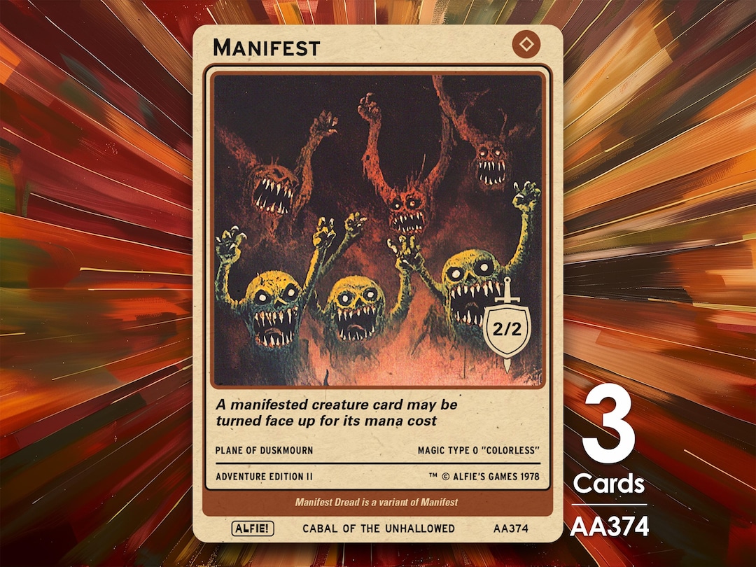 Manifest (dread Art) MTG Token X3 - Alfie's Adventure by Alfie AA374 - Etsy
