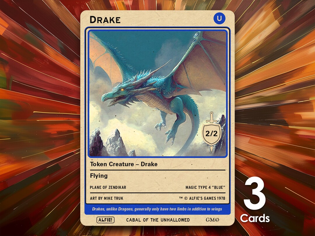 Fichas Drake 2/2 MTG x3 La aventura de Alfie AA31 - Etsy España