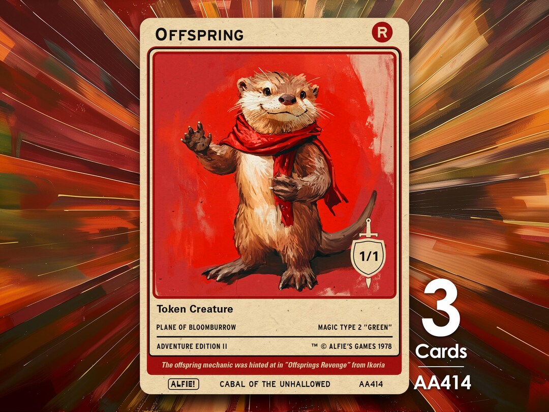 Offspring Otter Red MTG Token X3 Alfie's Adventure by Alfie AA414 - Etsy