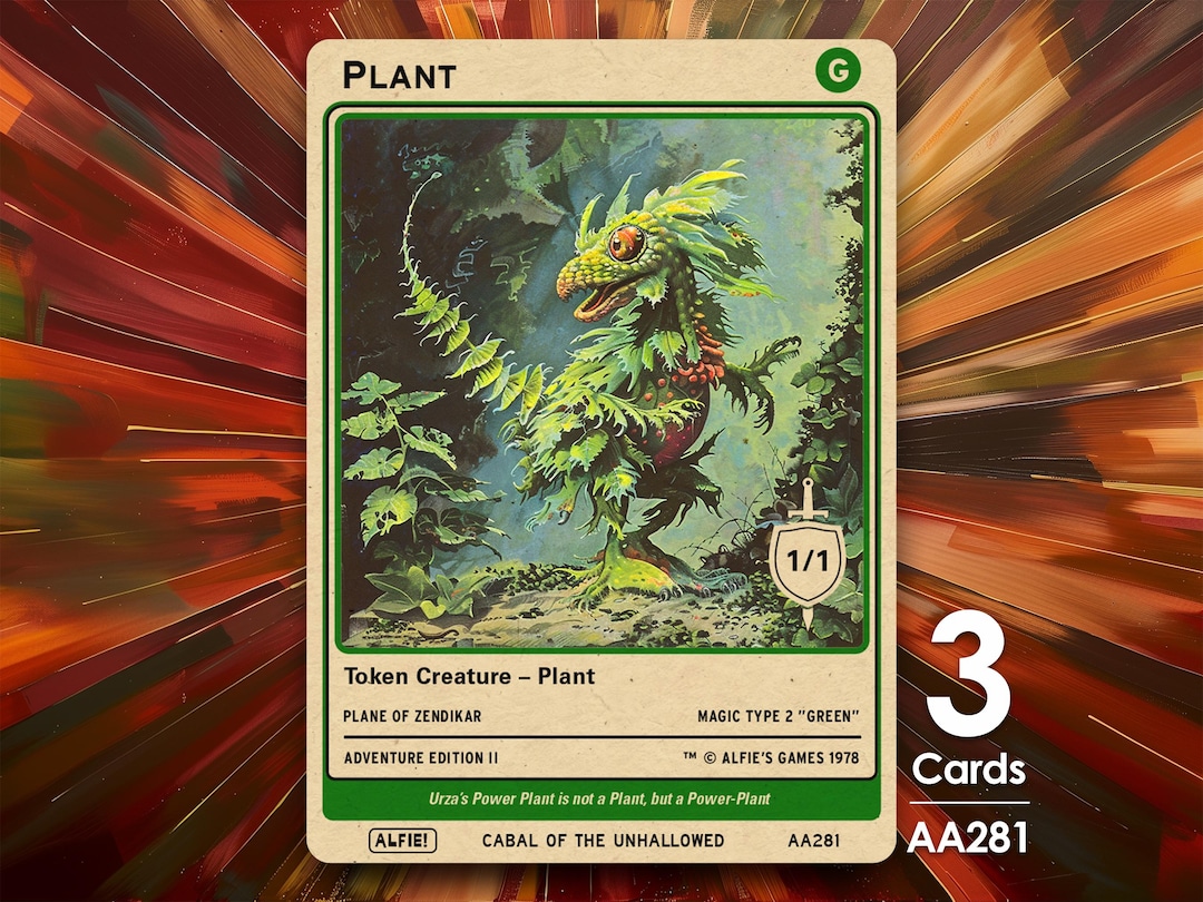 Plant 1/1 Token X3 for MTG Alfie's Adventure by Alfie AA281 - Etsy