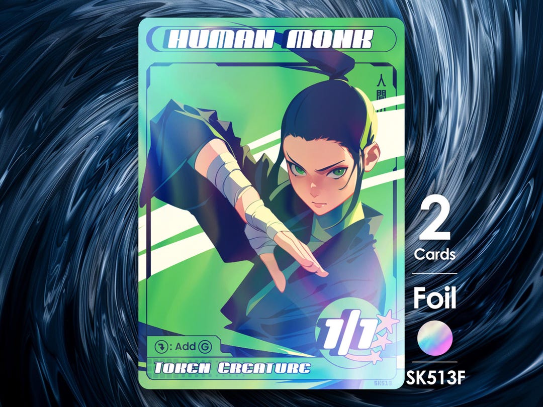 2x Green Human Monk Foil Tokens for MTG - Street Clans by Alfie ...