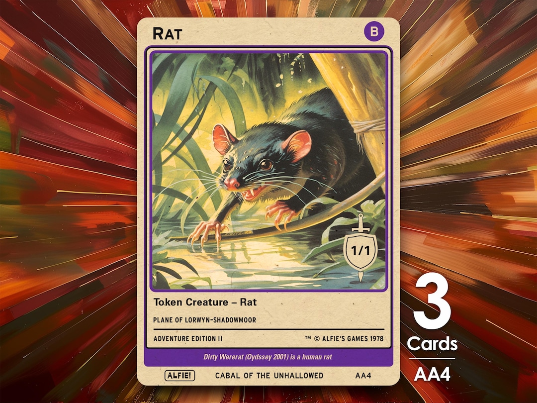 Rat Token 1/1 MTG Token X3 - Alfie's Adventure by Alfie AA4 - Etsy