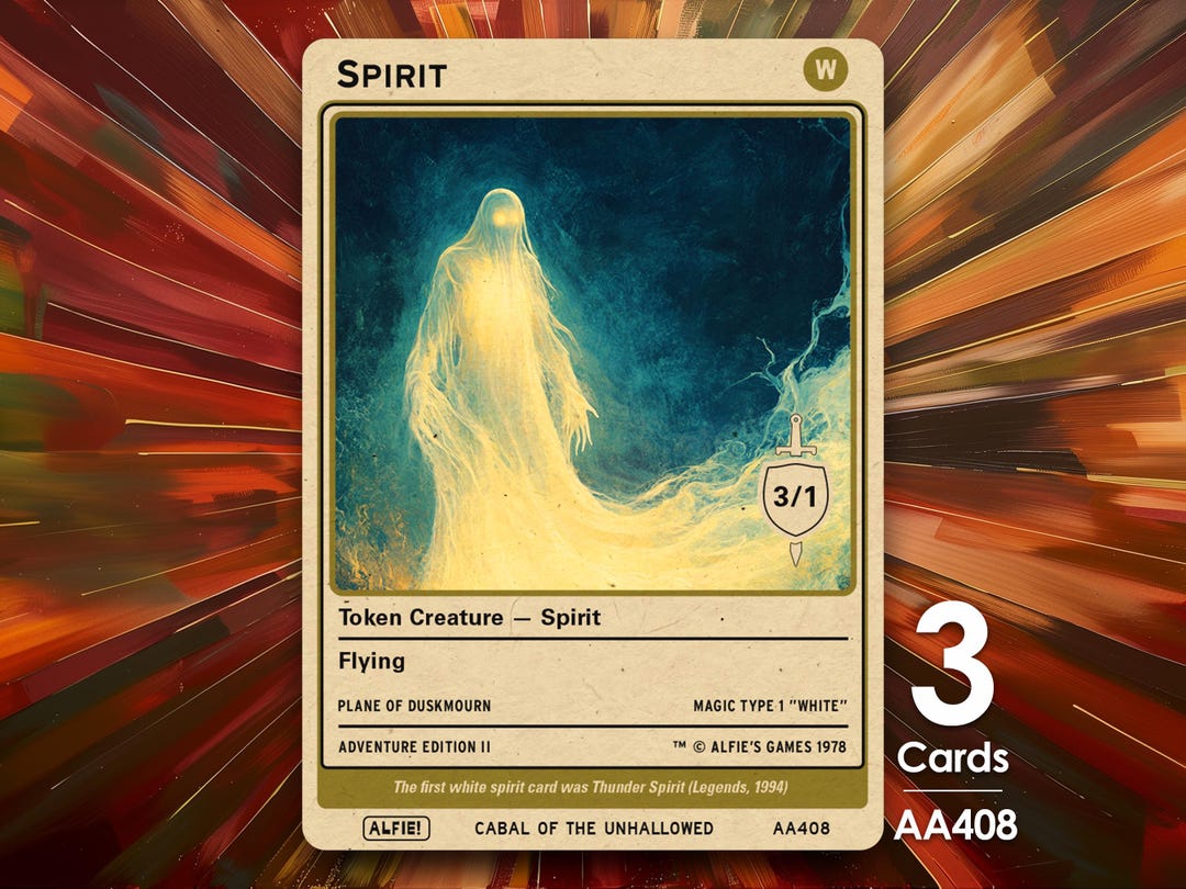 Spirit White 3/1 Flying MTG Token X3 - Alfie's Adventure by Alfie AA408 ...