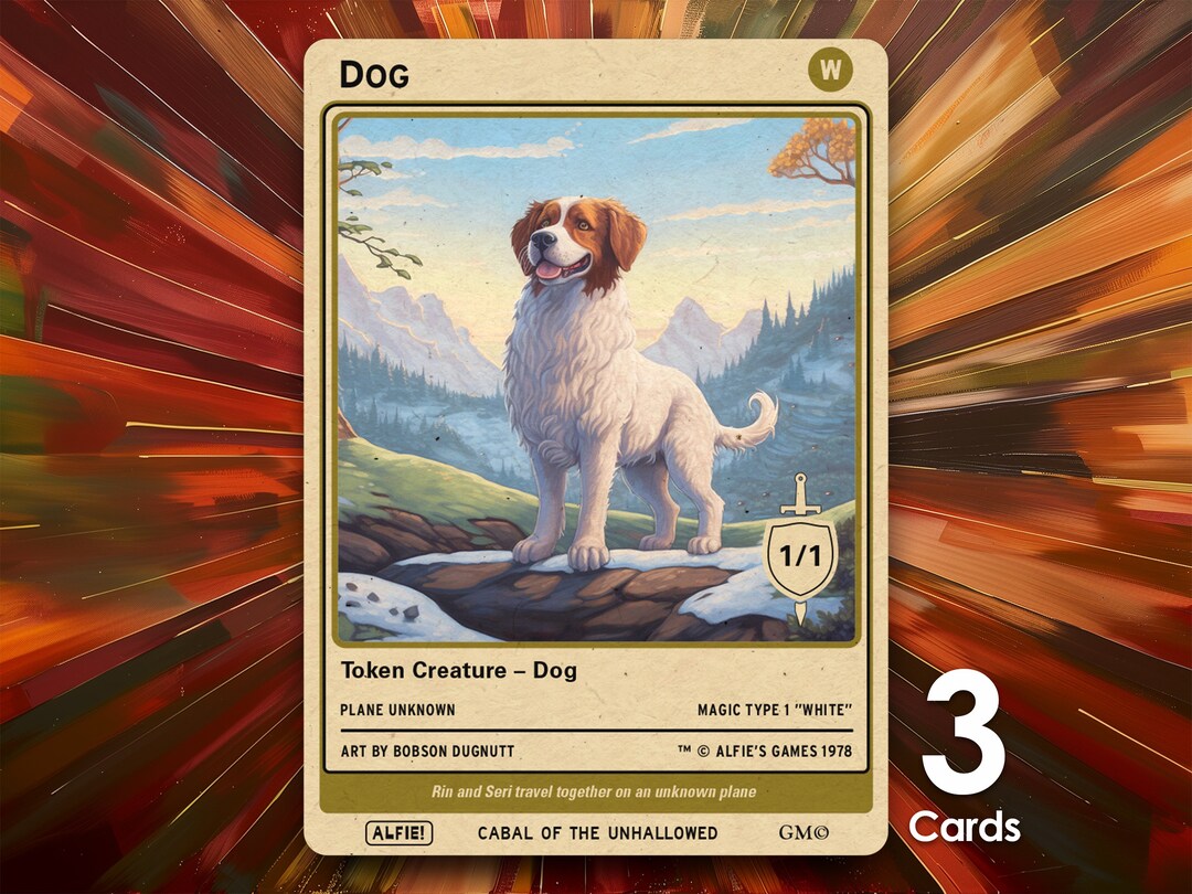 Dog 1/1 MTG Tokens X3 Alfie's Adventure AA127 - Etsy