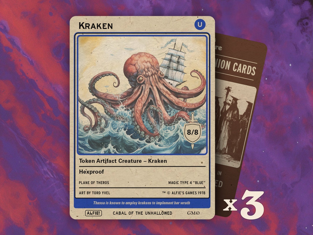 Kraken 8/8 MTG Tokens X3 Alfie's Adventure AA185 - Etsy