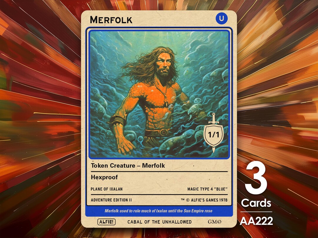 Merfolk Hexproof MTG Token X3 - Alfie's Adventure by Alfie AA222 - Etsy