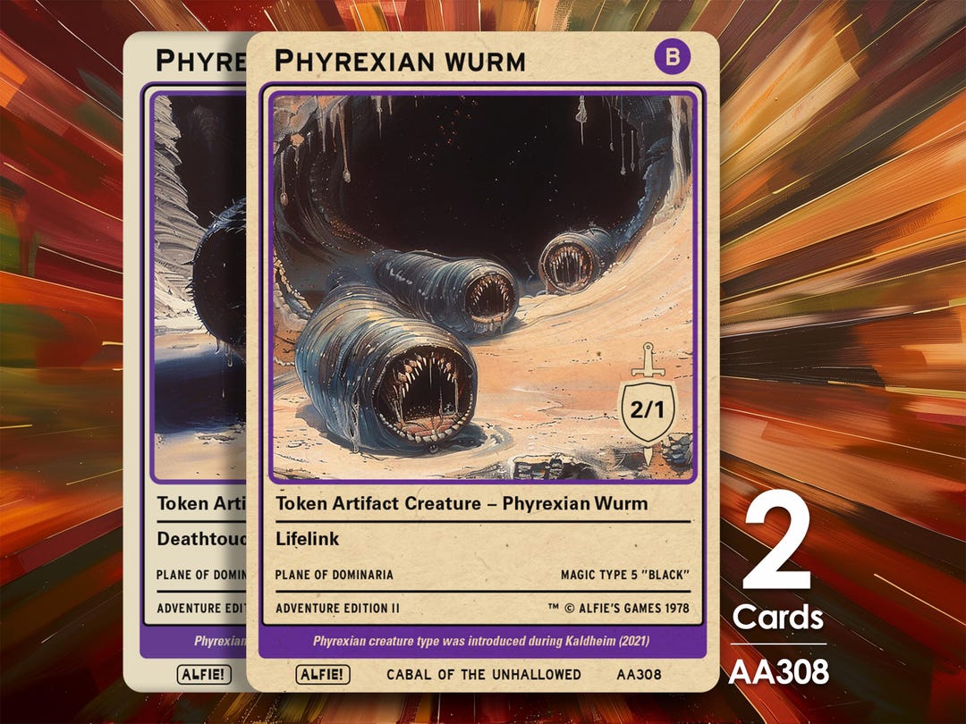 Phyrexian Wurm 2/1 & 1/2 MTG Token - Alfie's Adventure - AA308 - Etsy
