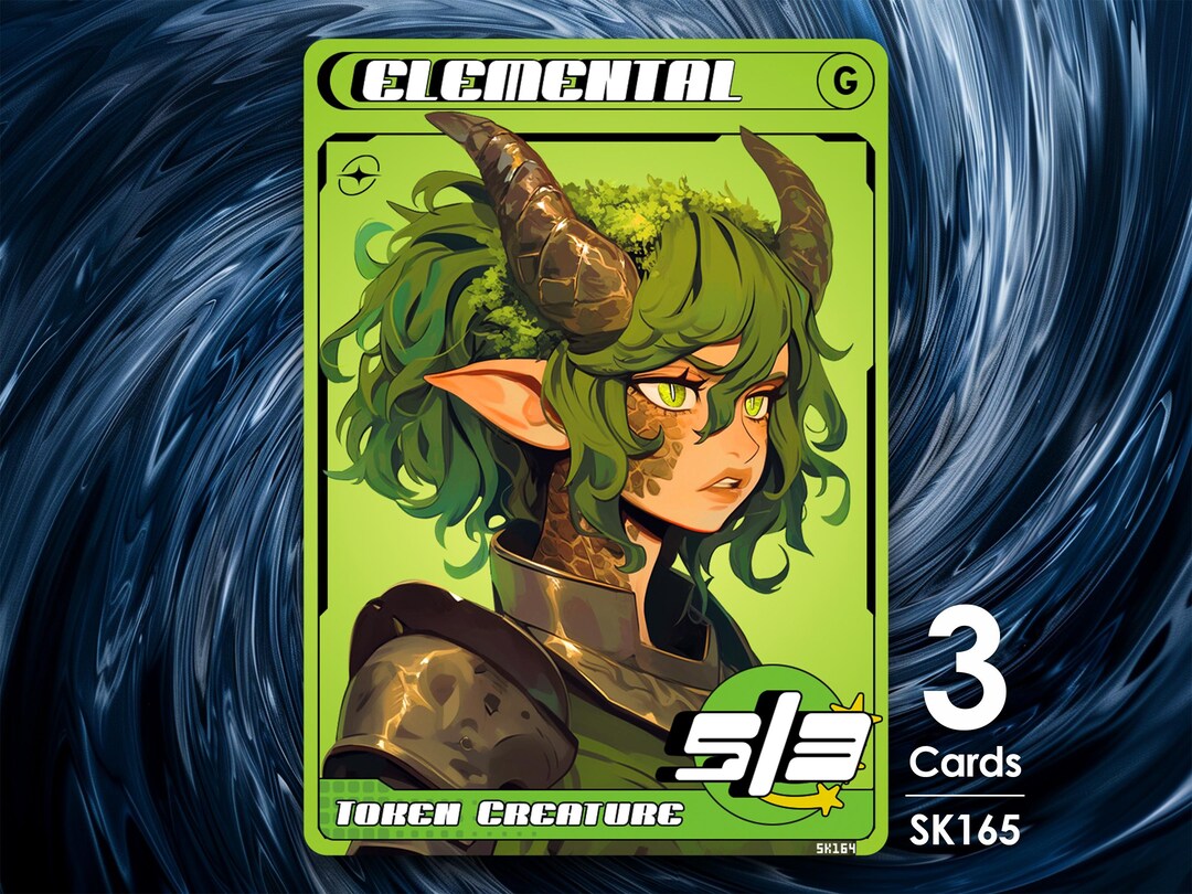 3x Elemental 5/3 Green Token for Mtg - Street Clans by Alfie SK165 - Etsy