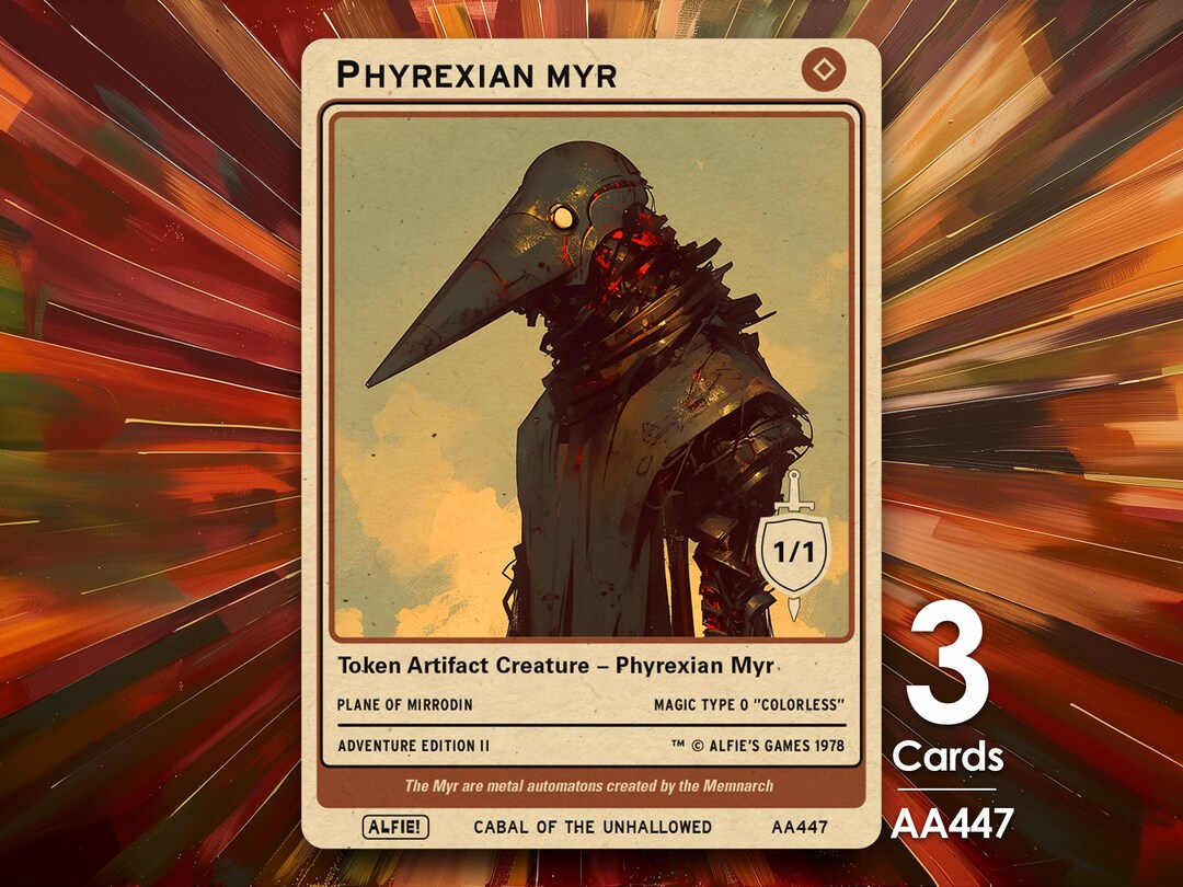 Phyrexian Myr 1/1 Tokens X3 for MTG - Alfie's Adventure by Alfie AA447 ...