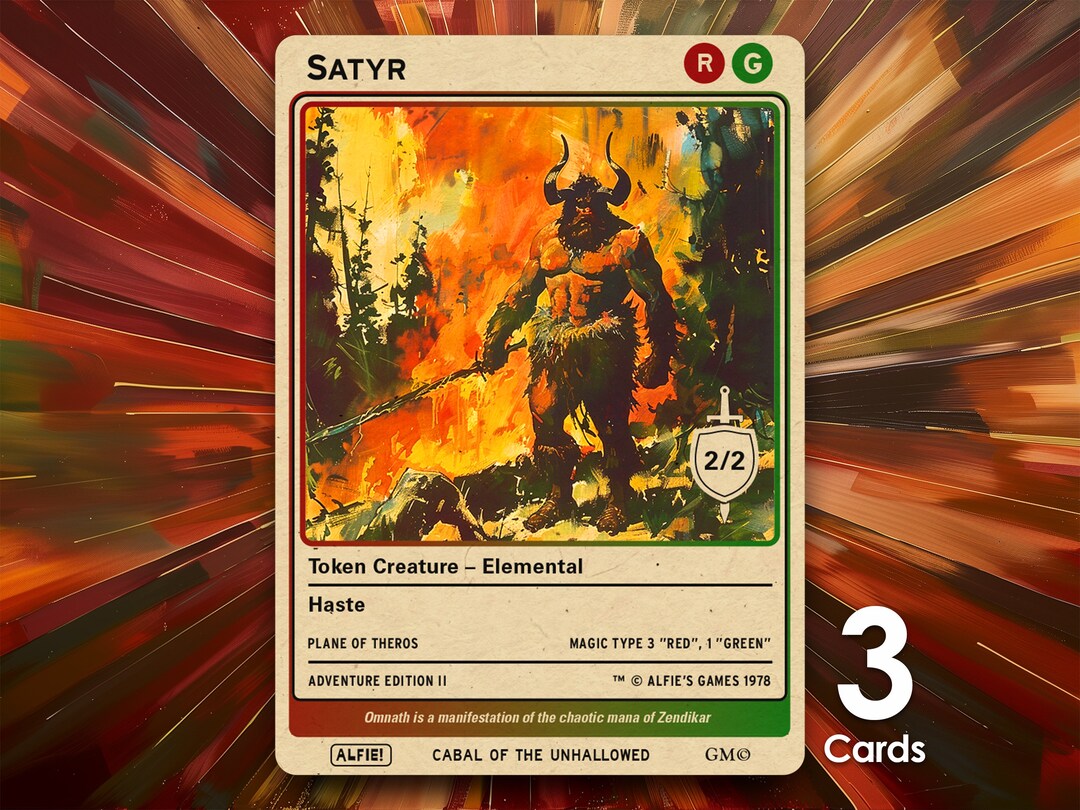 Satyr 2/2 Red Green X3 MTG Tokens Alfie's Adventure AA311 - Etsy