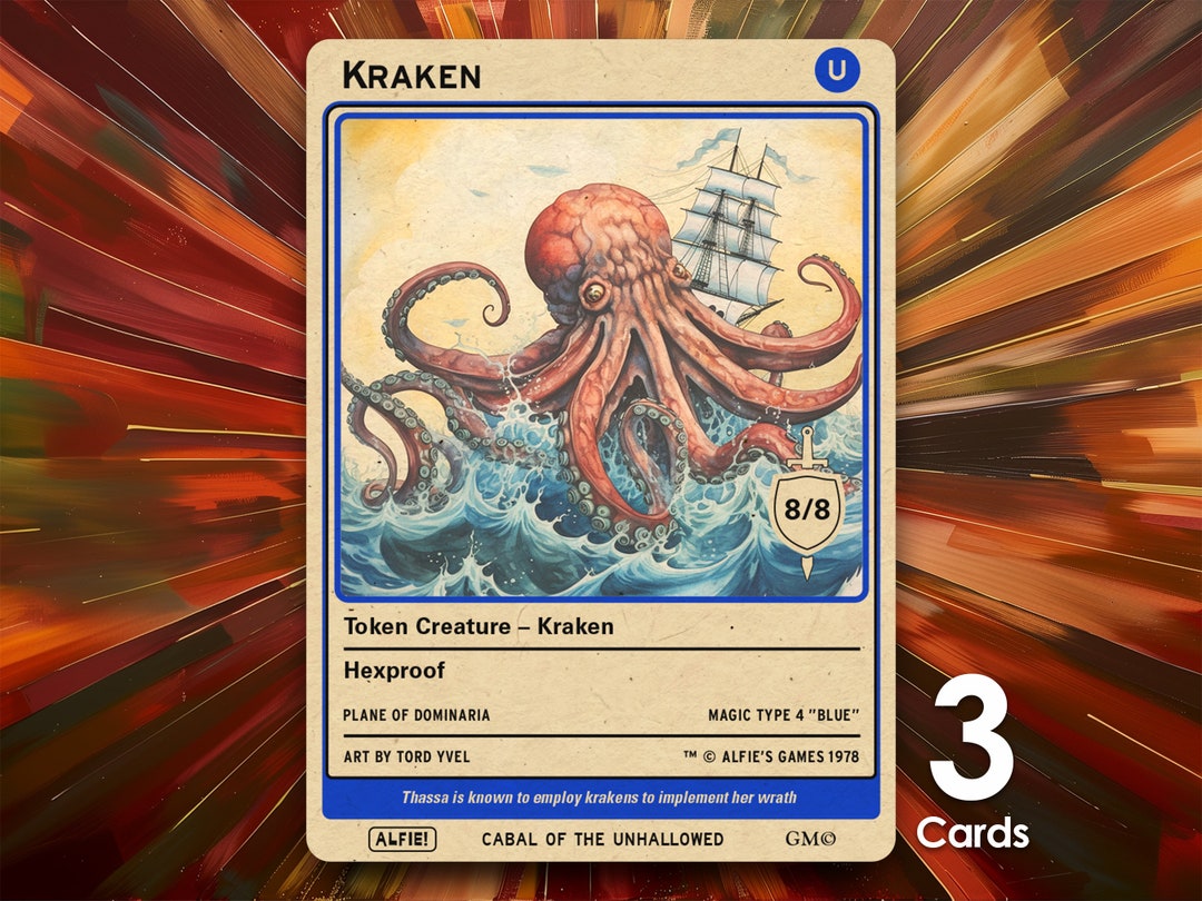 Kraken 8/8 MTG Tokens X3 Alfie's Adventure AA185 - Etsy