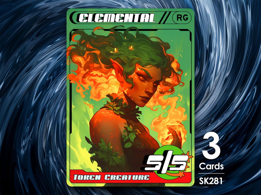 3x Elemental Red Green Token for Mtg - Street Clans by Alfie SK281 - Etsy