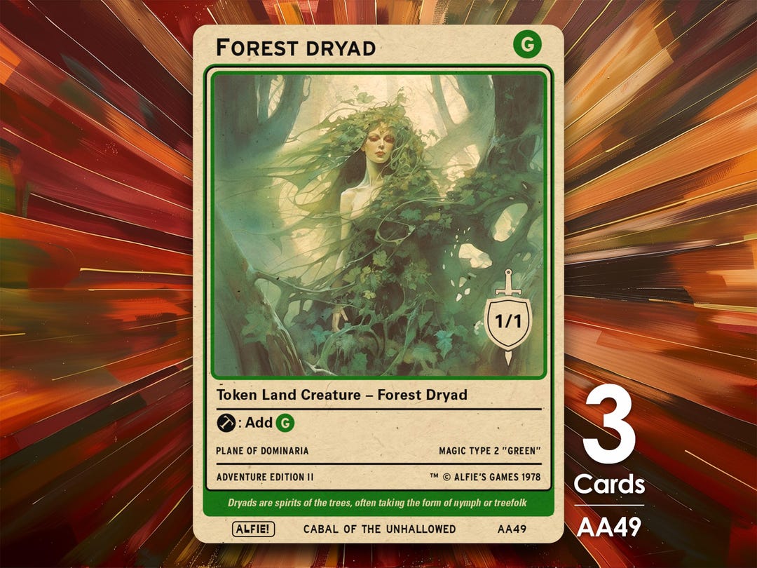 Forest Dryad 1/1 MTG Token X3 - Alfie's Adventure by Alfie AA49 - Etsy