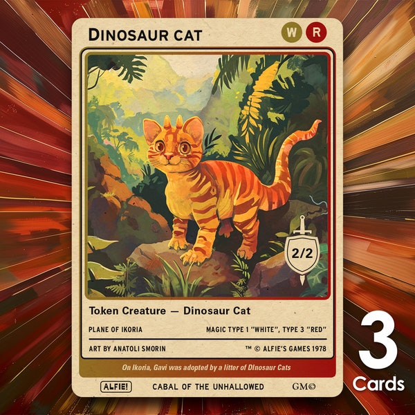 Dinosaur Cat Tokens - Etsy