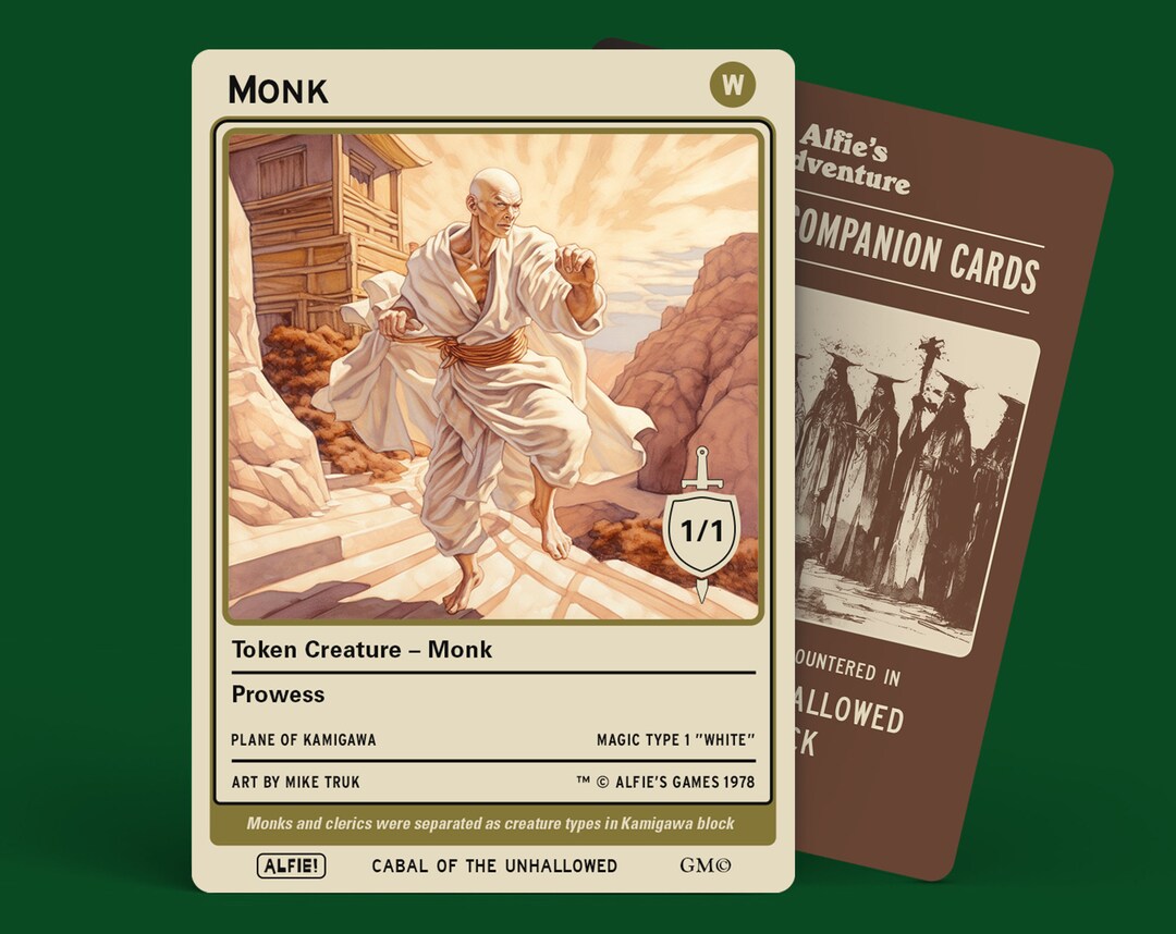 Monk Token 1/1 X3 for Magic Alfie's Adventure AA85 - Etsy