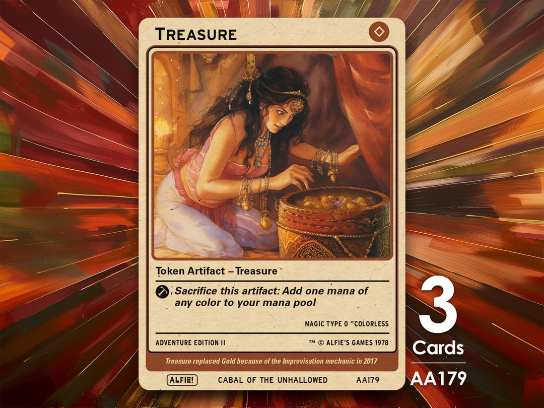 Treasure MTG Token X3 - Alfie's Adventure by Alfie AA179 - Etsy