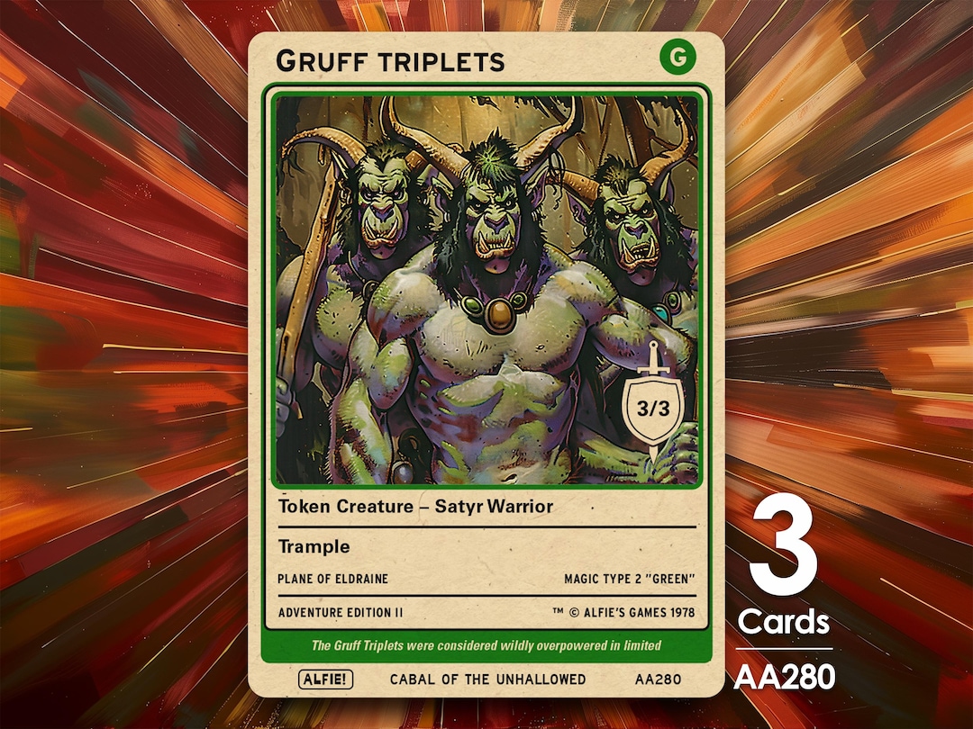 3x Gruff Triplets Token Mtg MTG - Alfie's Adventure by Alfie AA280 - Etsy